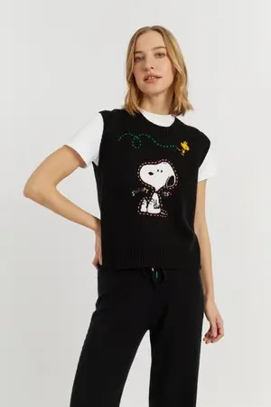 Chinti & Parker Wool-cashmere Snoopy Tank - Black