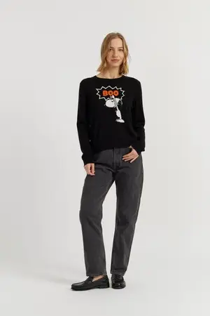 Chinti & Parker Wool-cashmere Snoopy Boo Sweater - Black