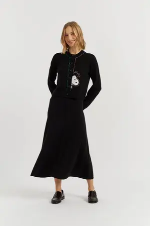 Chinti & Parker Wool-cashmere Snoopy Peep Cardigan - Black