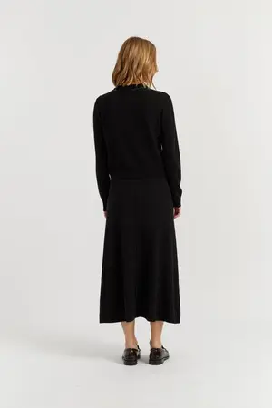Chinti & Parker Wool-cashmere Snoopy Peep Cardigan - Black