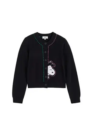 Chinti & Parker Wool-cashmere Snoopy Peep Cardigan - Black