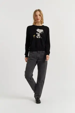 Chinti & Parker Wool-cashmere Snoopy Mummy Sweater - Black