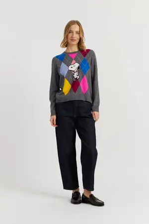 Chinti & Parker Wool-cashmere Snoopy Argyle Sweater - Multi