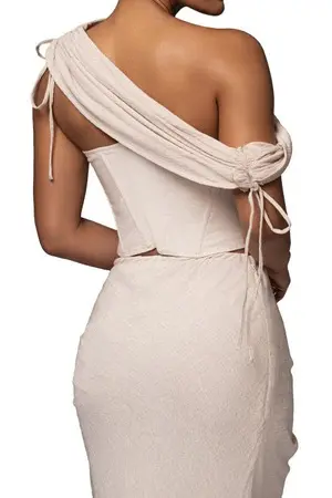 JLUXLABEL One-shoulder Draped Corset Top