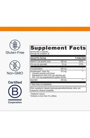 METAGENICS Immune Active Quercetin Nac Zinc Egcg Vitamin C Supplement 30 Servings
