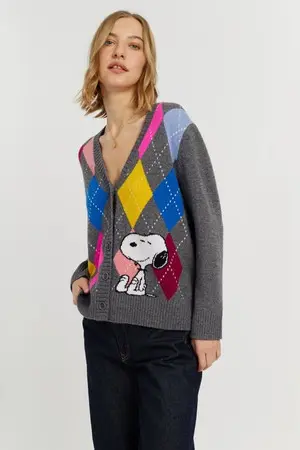 Chinti & Parker Wool-cashmere Snoopy Argyle Cardigan
