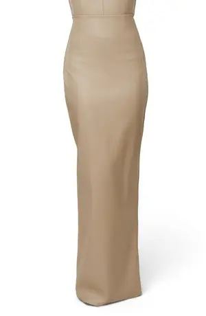 JLUXLABEL Faux Leather Maxi Skirt - Beige