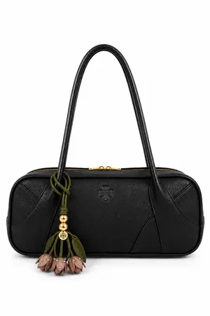 ROSZUAR Harvest Leather Purse Charm With 18k Gold-plated Hardware - Creamy