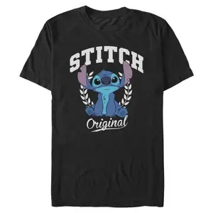 LILO & STITCH Original Collegiate Stitch Short Sleeve Graphic T-shirt - Black