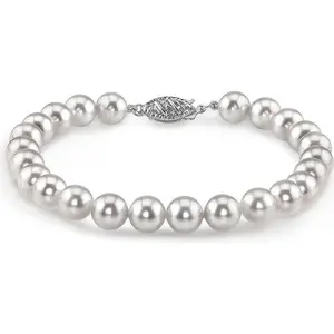 The Pearl Source 5.0-5.5mm Akoya White Pearl Bracelet - Sterling Silver Clasp