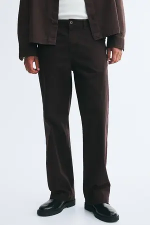 H&M Relaxed-fit Cotton Chinos - Dark Brown