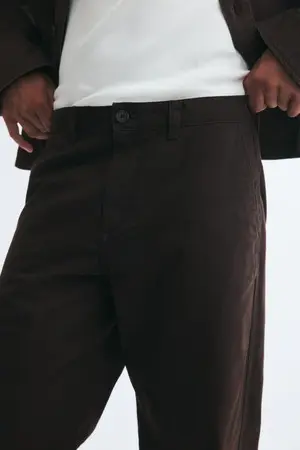 H&M Relaxed-fit Cotton Chinos - Dark Brown