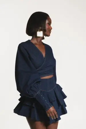 OFUURE Denim Dana Wrap Top