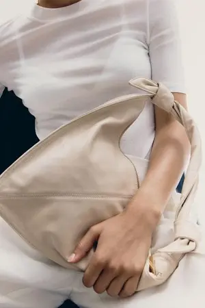 H&m Shoulder Bag With Scarf-look Design And Tie Details