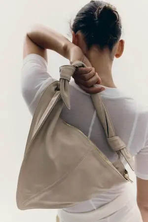 H&m Shoulder Bag With Scarf-look Design And Tie Details