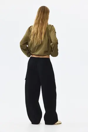 H&m Barrel-leg Cargo Pants - Black