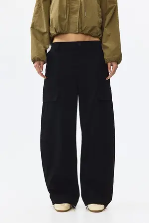 H&m Barrel-leg Cargo Pants - Black
