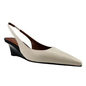 MADISON MAISON Loux Wedge Slingback In Leather - Beige