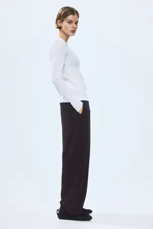 H&m Viscose-blend Barrel-leg Pants - Dark Brown
