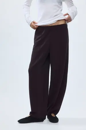 H&M Viscose-blend Barrel-leg Pants - Dark Brown