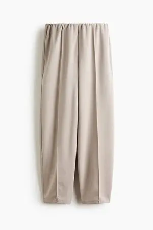 H&m Viscose-blend Barrel-leg Pants - Light Beige