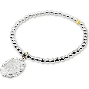 BOWOOD LANE Cross Medallion Sterling Beaded Bracelet - Silver