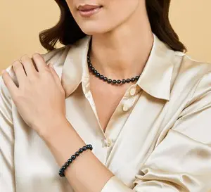 The Pearl Source 7.0-mm Akoya Black Pearl Bracelet