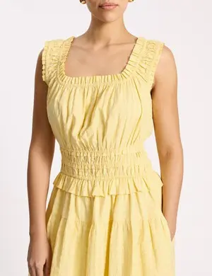 ALBARAY Seersucker Sleeveless Midi Dress