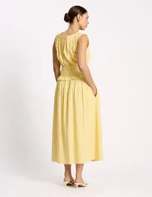 ALBARAY Seersucker Sleeveless Midi Dress