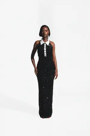 OFUURE Ria Halter Sequin Maxi Dress - Black