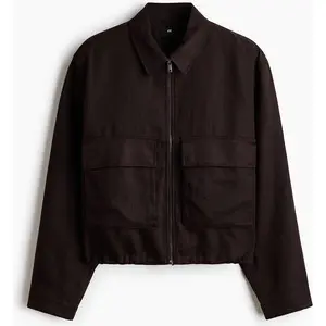 H&m Linen-blend Overshirt With Zipper