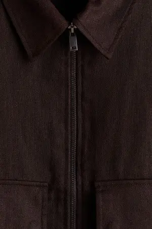 H&m Linen-blend Overshirt With Zipper