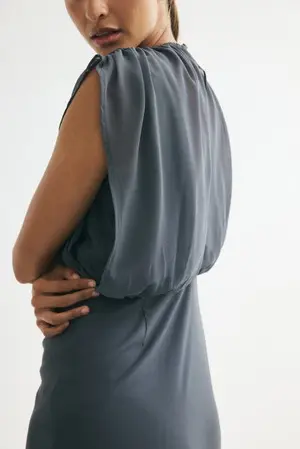 H&m Dual-fabric Draped Dress