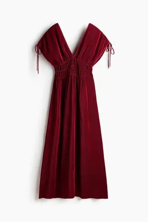 H&M Crinkled Drawstring Detail Maxi Dress