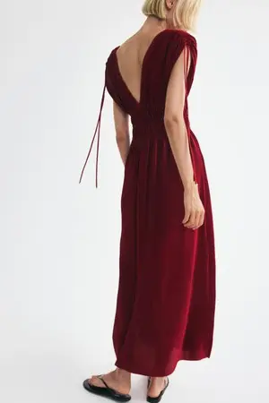 H&M Crinkled Drawstring Detail Maxi Dress