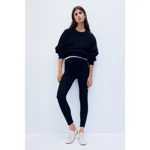 H&m Mama Seamless Ribbed Leggings - Black