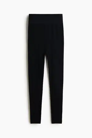 H&m Mama Seamless Ribbed Leggings - Black