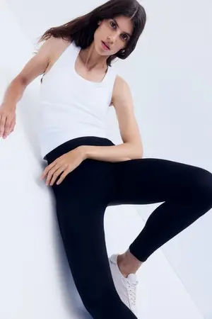H&m Mama Seamless Ribbed Leggings - Black
