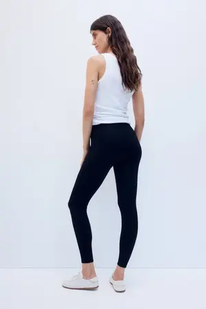 H&m Mama Seamless Ribbed Leggings - Black