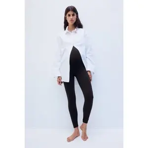 H&m Mama Seamless Ribbed Leggings - Dark Brown