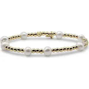 BOWOOD LANE Paige Freshwater Pearl & Filled Beaded Bracelet - Gold
