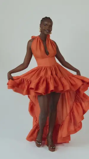 OFUURE Linen Ama High-low Dress With Corset Waist