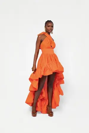 OFUURE Linen Ama High-low Dress With Corset Waist