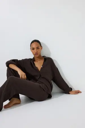 H&M Cotton Muslin Pajamas - Dark Brown