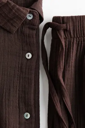 H&M Cotton Muslin Pajamas - Dark Brown