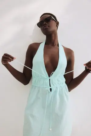 H&m Cotton Halterneck Beach Dress
