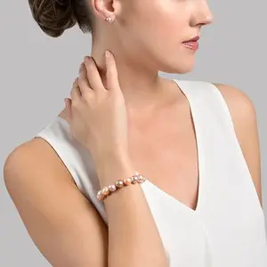 The Pearl Source 11-12mm Multicolor Freshwater Pearl Braceletpremier Aaaa Quality - Yellow Gold Clasp