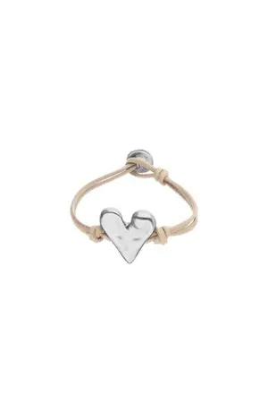 UNODE50 Sterling -plated Heart Leather Bracelet - Silver