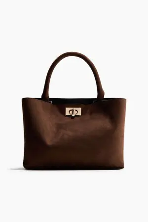 H&m Crossbody Bag With Top Handle And Turn Lock Closure - Brown