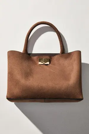 H&m Crossbody Bag With Top Handle And Turn Lock Closure - Brown